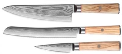 CONZEPT DAMASKUS KNIVSÆT 3-DELE TRÆSKAFT